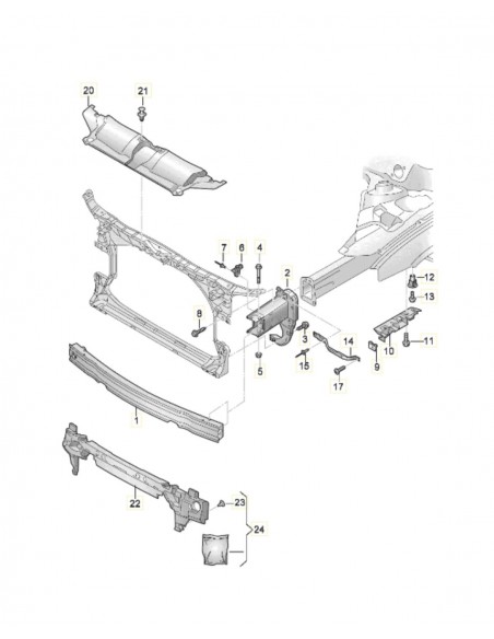 Front Cover Bumper, Upper, Trager VW-AUDI 4G0807081