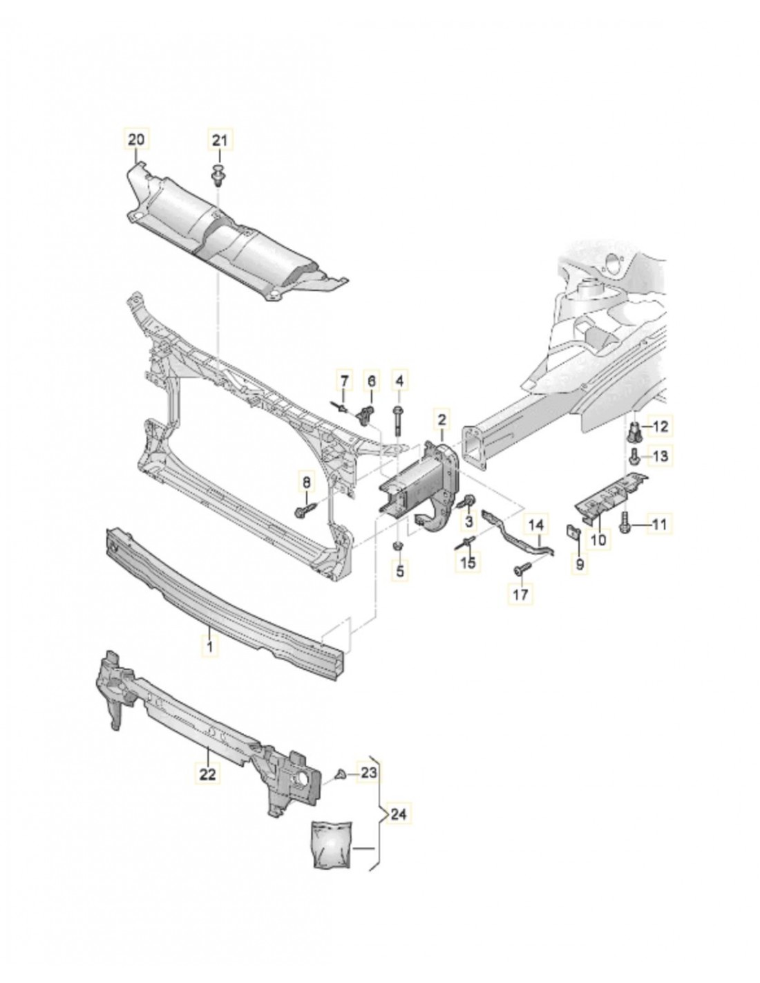Front Cover Bumper, Upper, Trager VW-AUDI 4G0807081