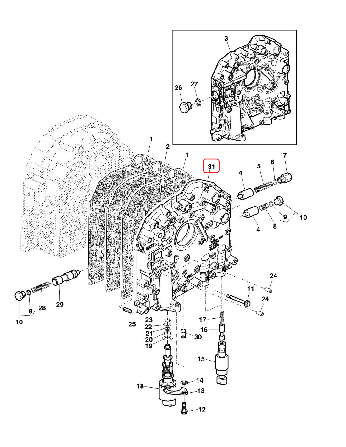 Housing, Front Cover And Valves PowrQuad Original John Deere R331190 ...