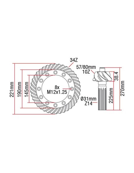 Grup Conic (Pinion & Coroana) Z-10/34T - SET